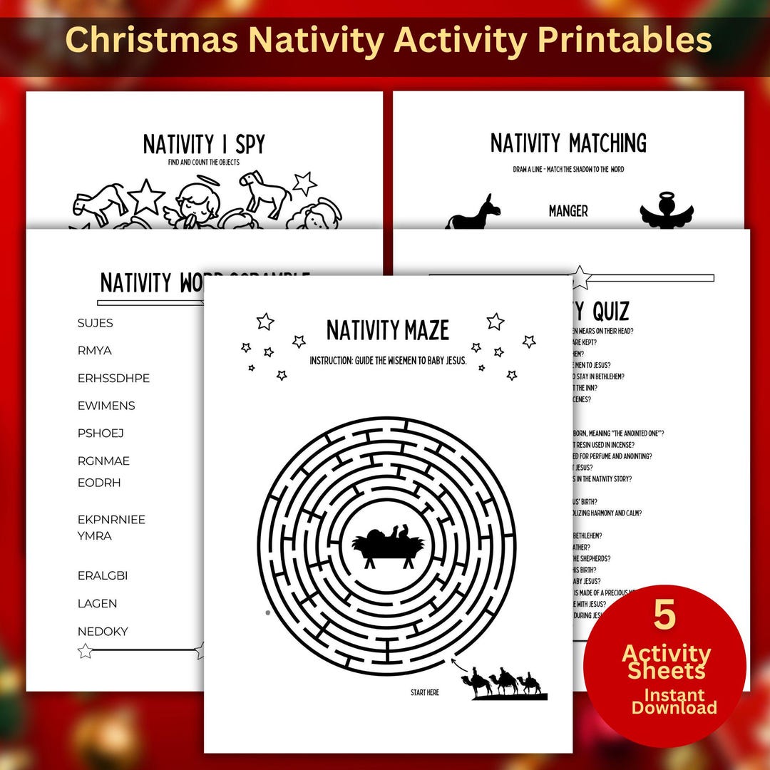 Nativity Printable,activity,for Kids,christmas Party,classroom,sunday ...