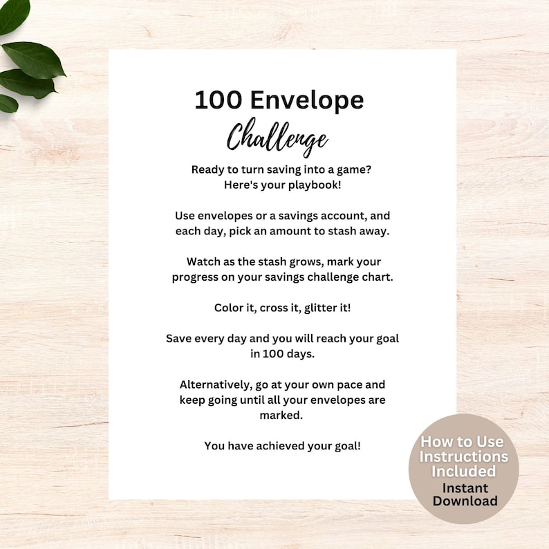 100 Envelope Challenge Printable,5050 Savings Challenge,money Saving ...