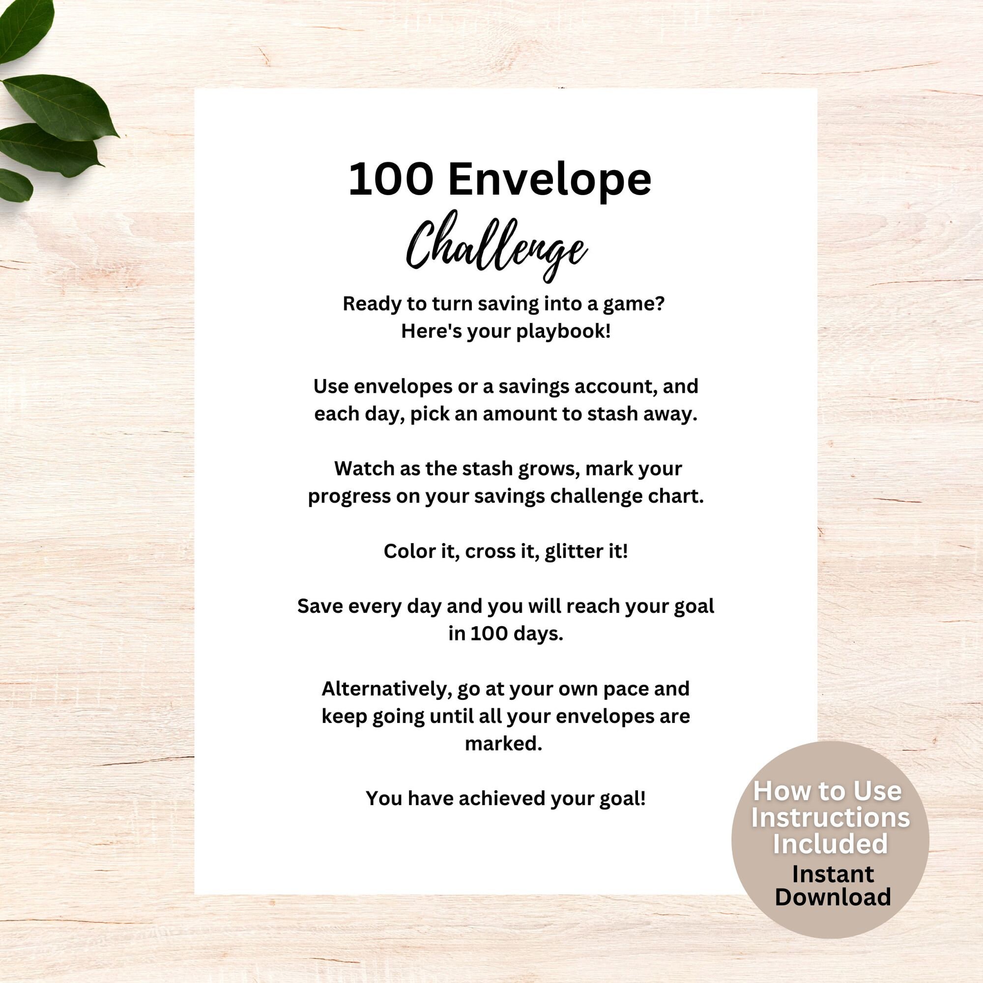 100 Envelope Challenge Printable,5050 Savings Challenge,money Saving ...