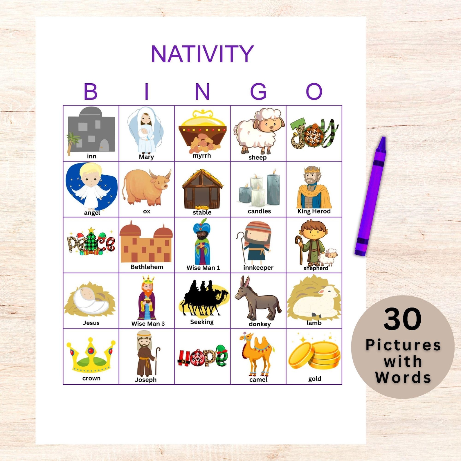 Nativity Bingo X100 Christmas Bingo,printable Bingo,bingo Christmas ...