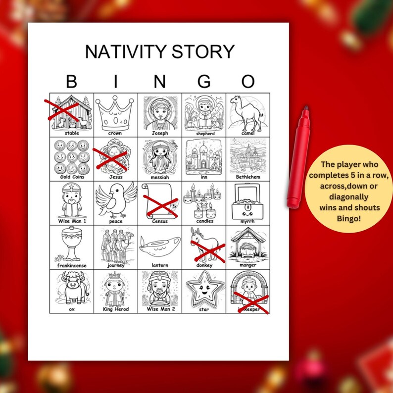 Nativity Bingo,story,christmas Bingo,printable Bingo,bingo Christmas ...