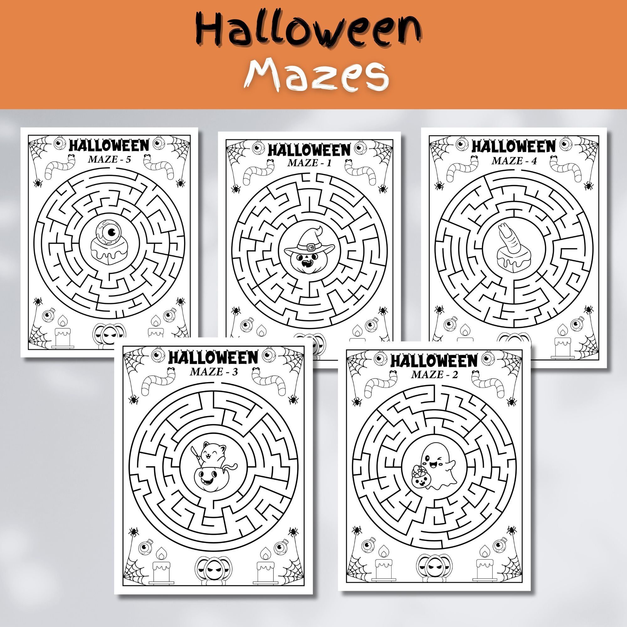 Halloween Activity Pack, Tracing Coloring, Wordsearch Printable Bundle ...