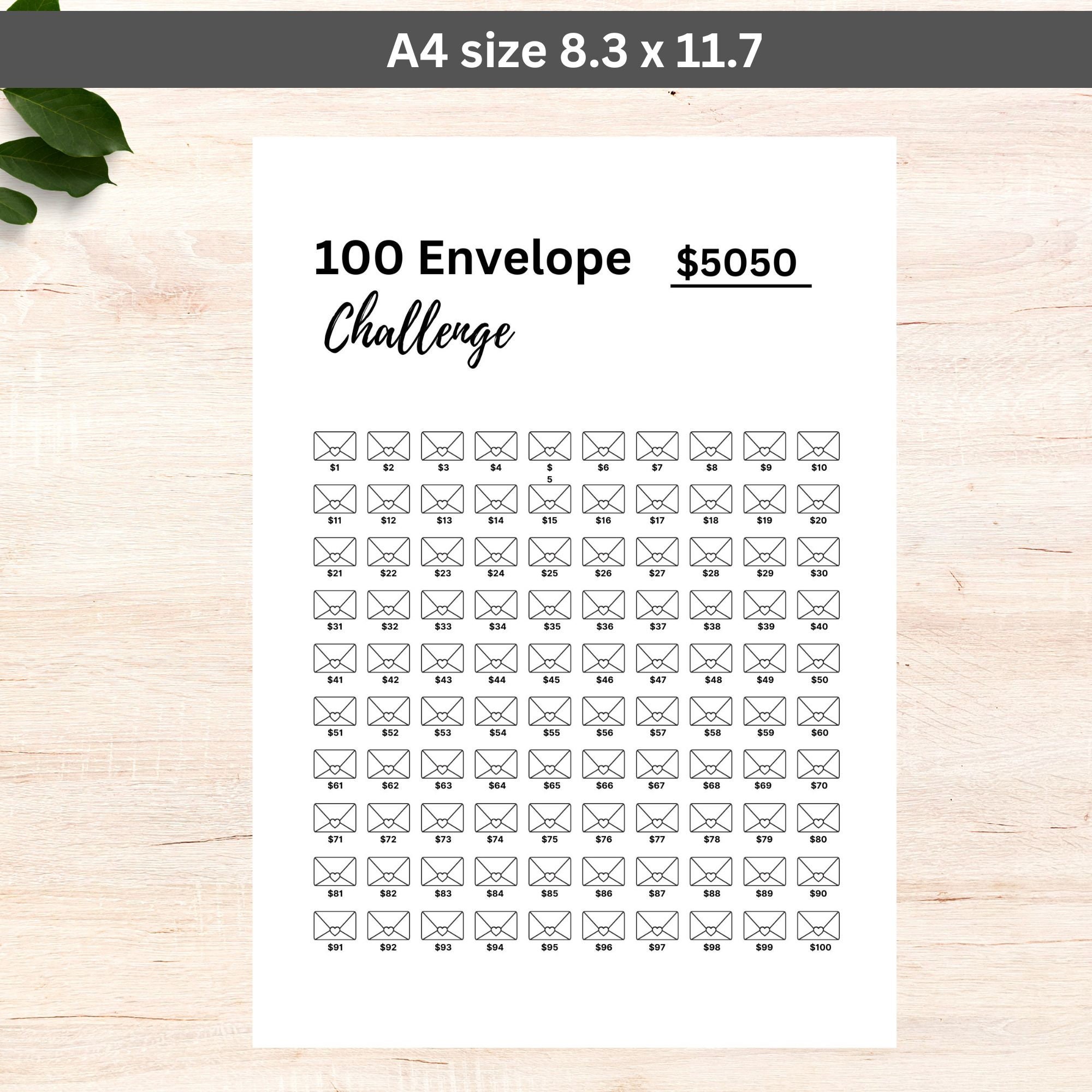 100 Envelope Challenge Printable,5050 Savings Challenge,money Saving ...