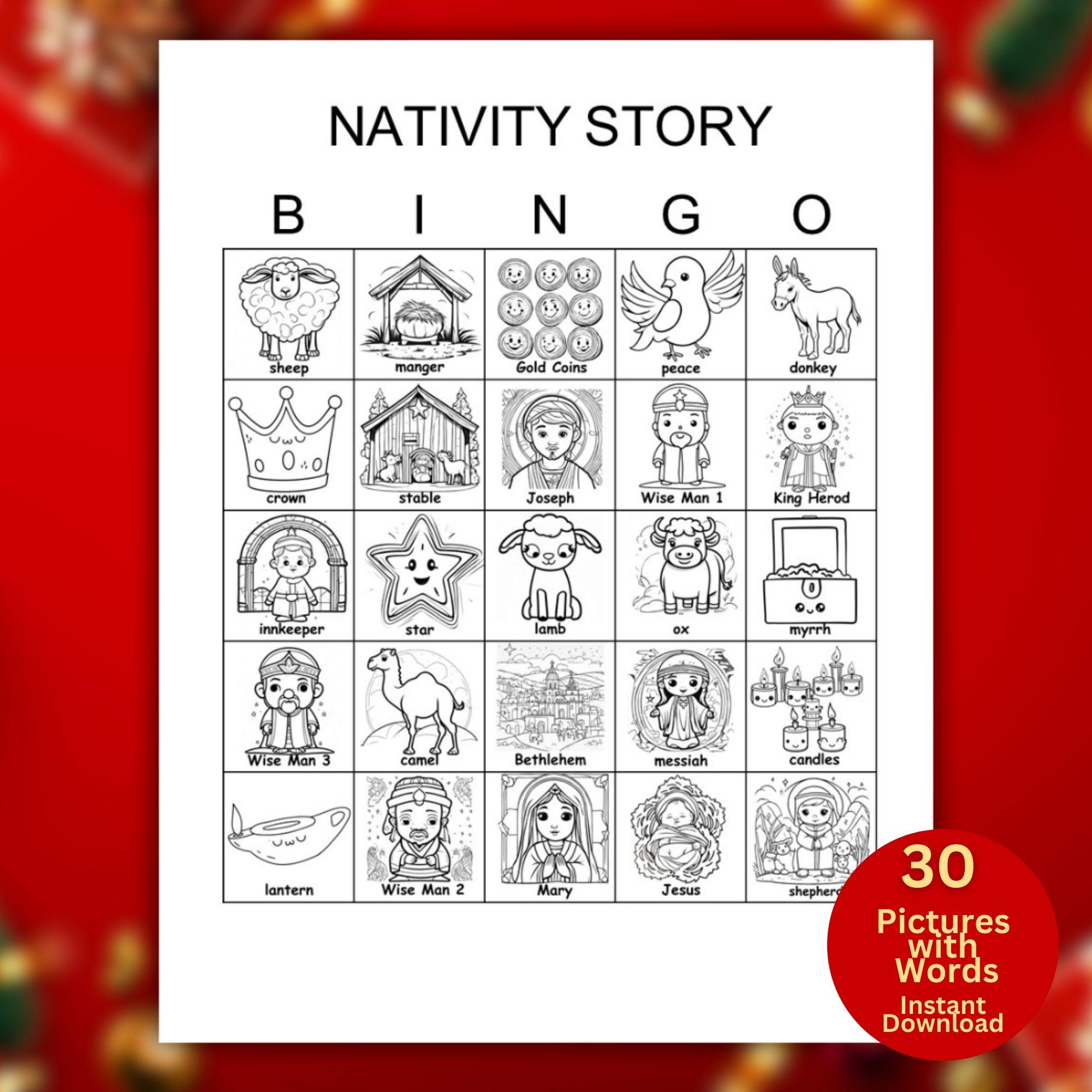 Nativity Bingo,story,christmas Bingo,printable Bingo,bingo Christmas ...