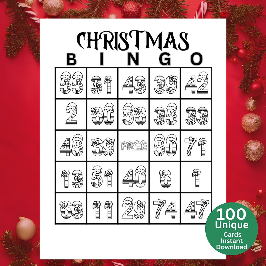 Christmas Bingo X100 Christmas Number Bingo,printable Bingo,for Party ...