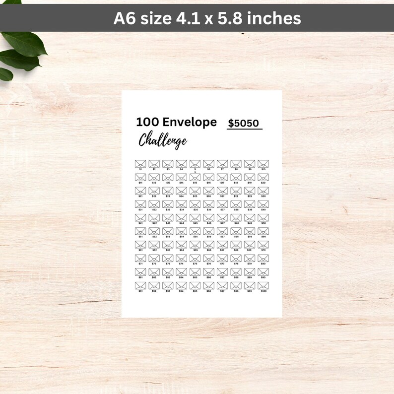 100 Envelope Challenge Printable,5050 Savings Challenge,money Saving ...