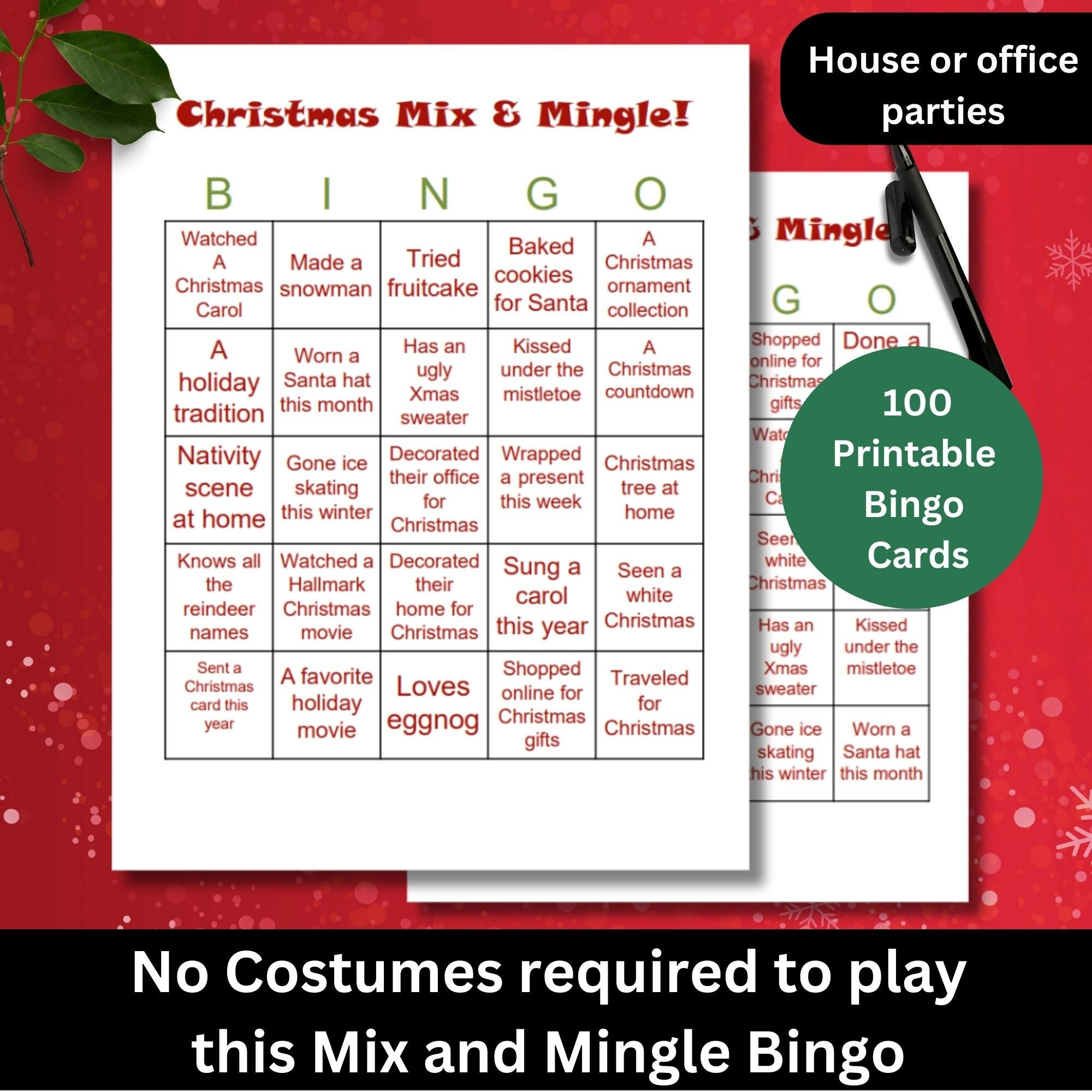 Christmas Bingo,mix and Mingle Bingo,christmas Find the Guest Bingo ...
