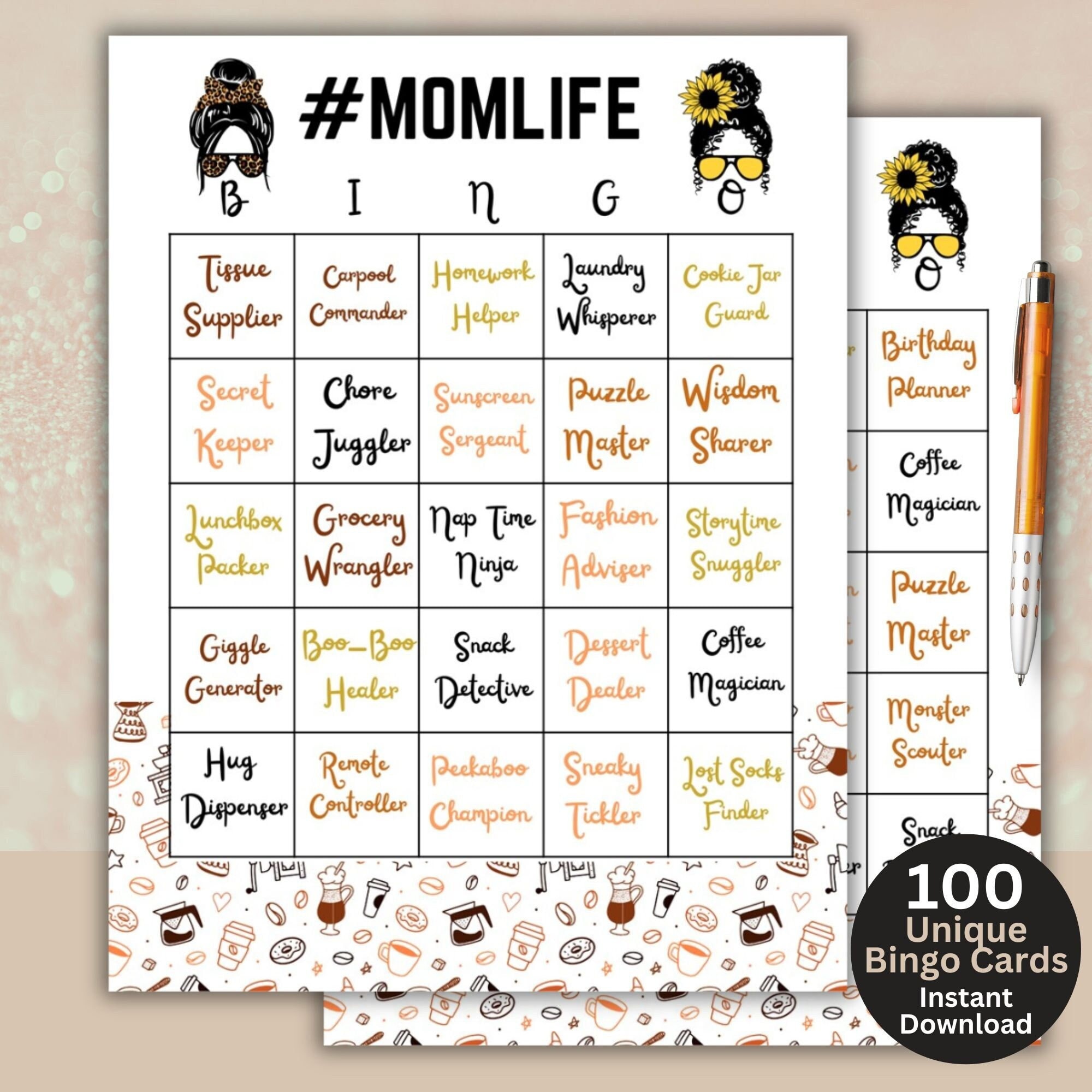 Mom Bingo,mothers Day Games,baby Shower Game,games for Moms Group ...