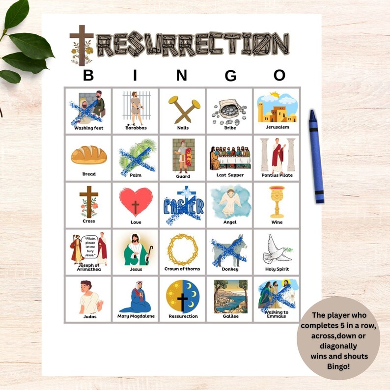 Resurrection Bingo,he is Risen,religious Easter Bingo Printable,for ...