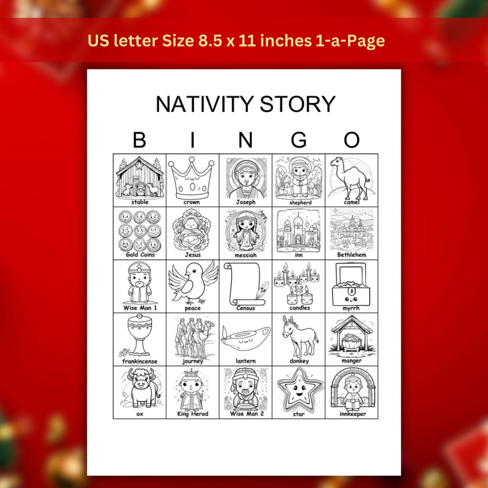 Nativity Bingo,story,christmas Bingo,printable Bingo,bingo Christmas ...