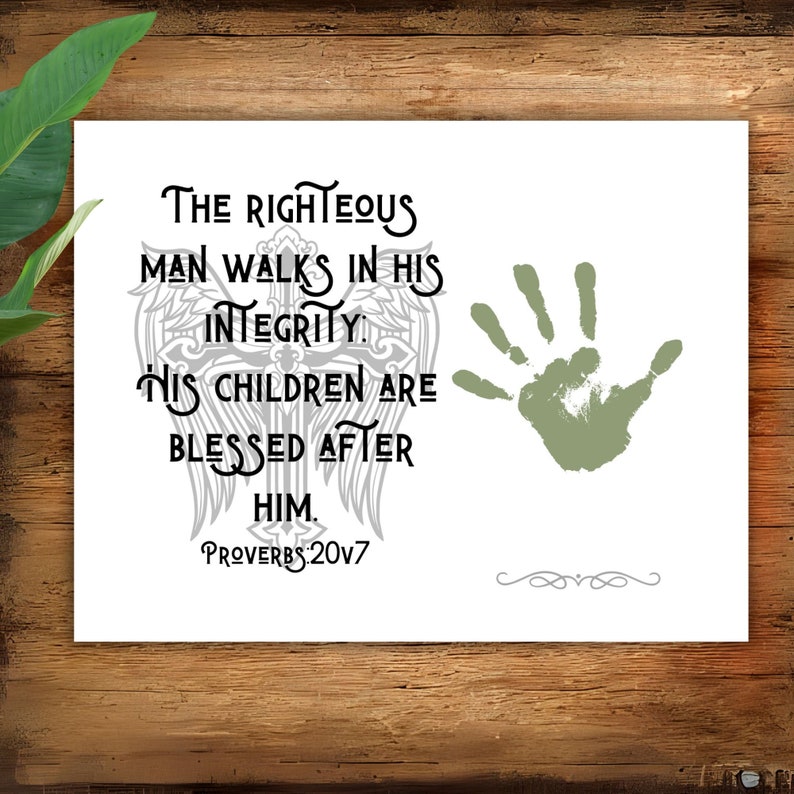 Proverbs 20 7, Christian Dad Bible Verse Gift,fathers Day Handprint ...