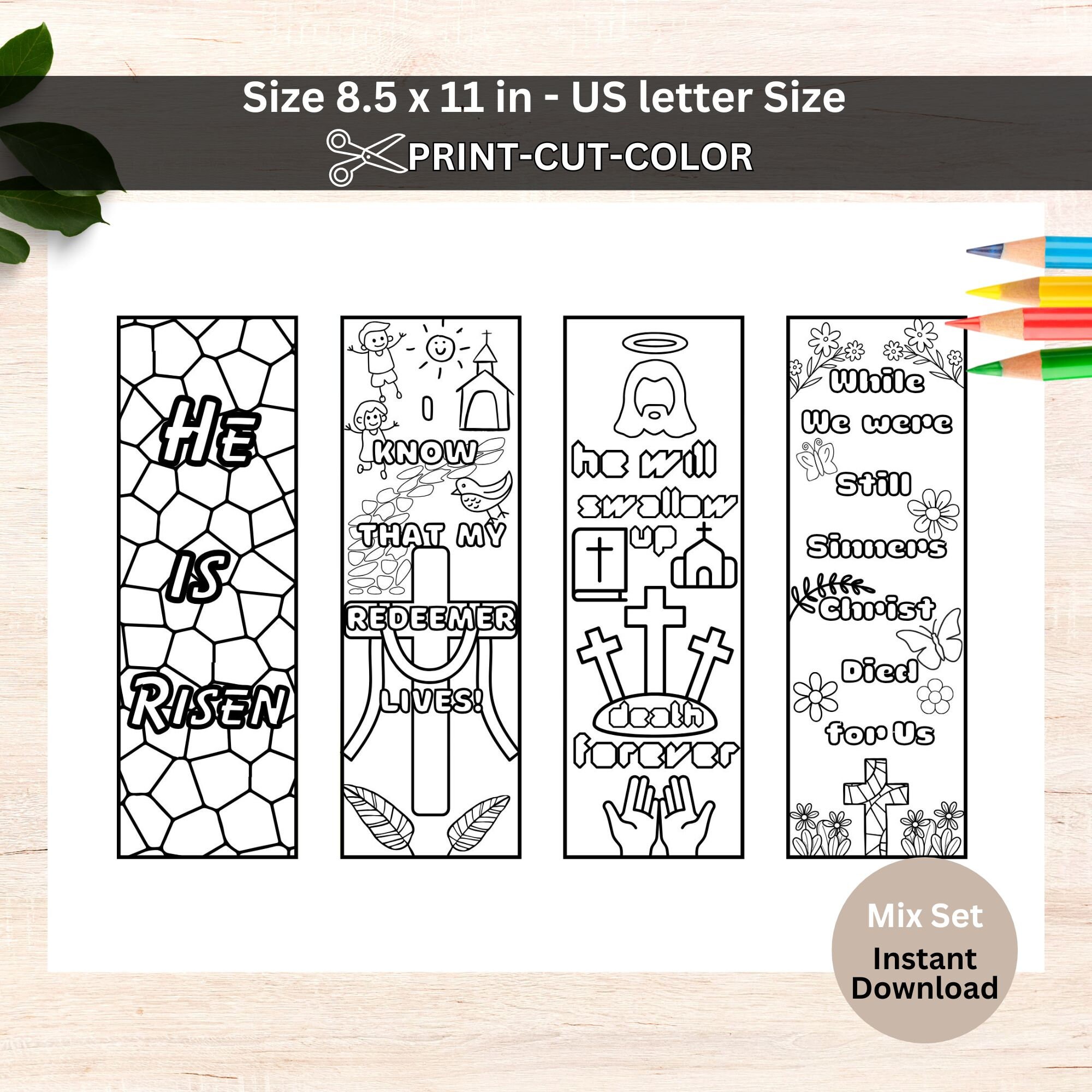 Bible Bookmark,printable Bookmarks,he is Risen,easter Craft,coloring ...