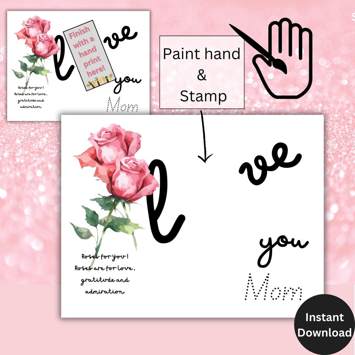 Mothers Day Handprint Art,handwriting Practice,printable,gift,craft ...