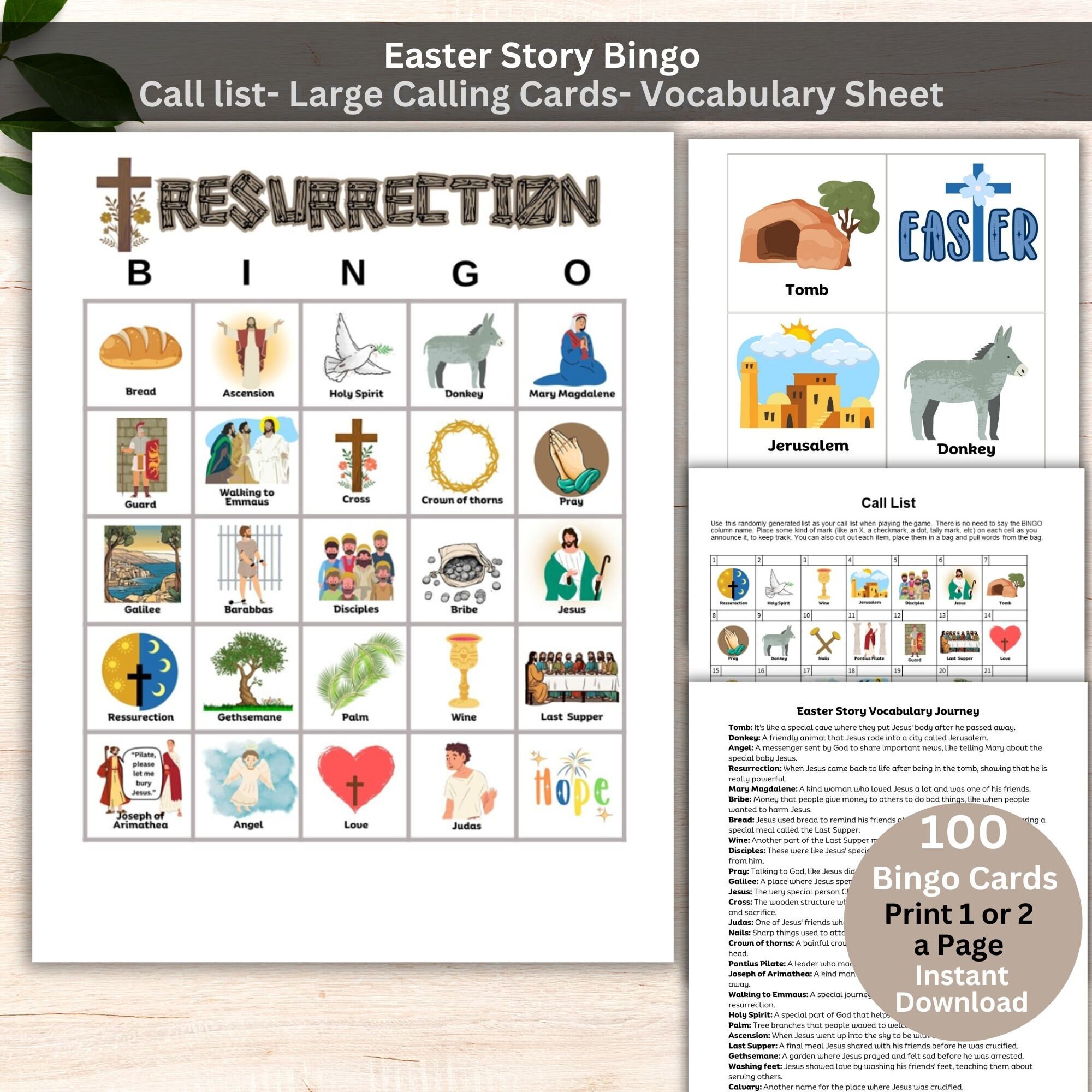 Resurrection Bingo,he is Risen,religious Easter Bingo Printable,for ...