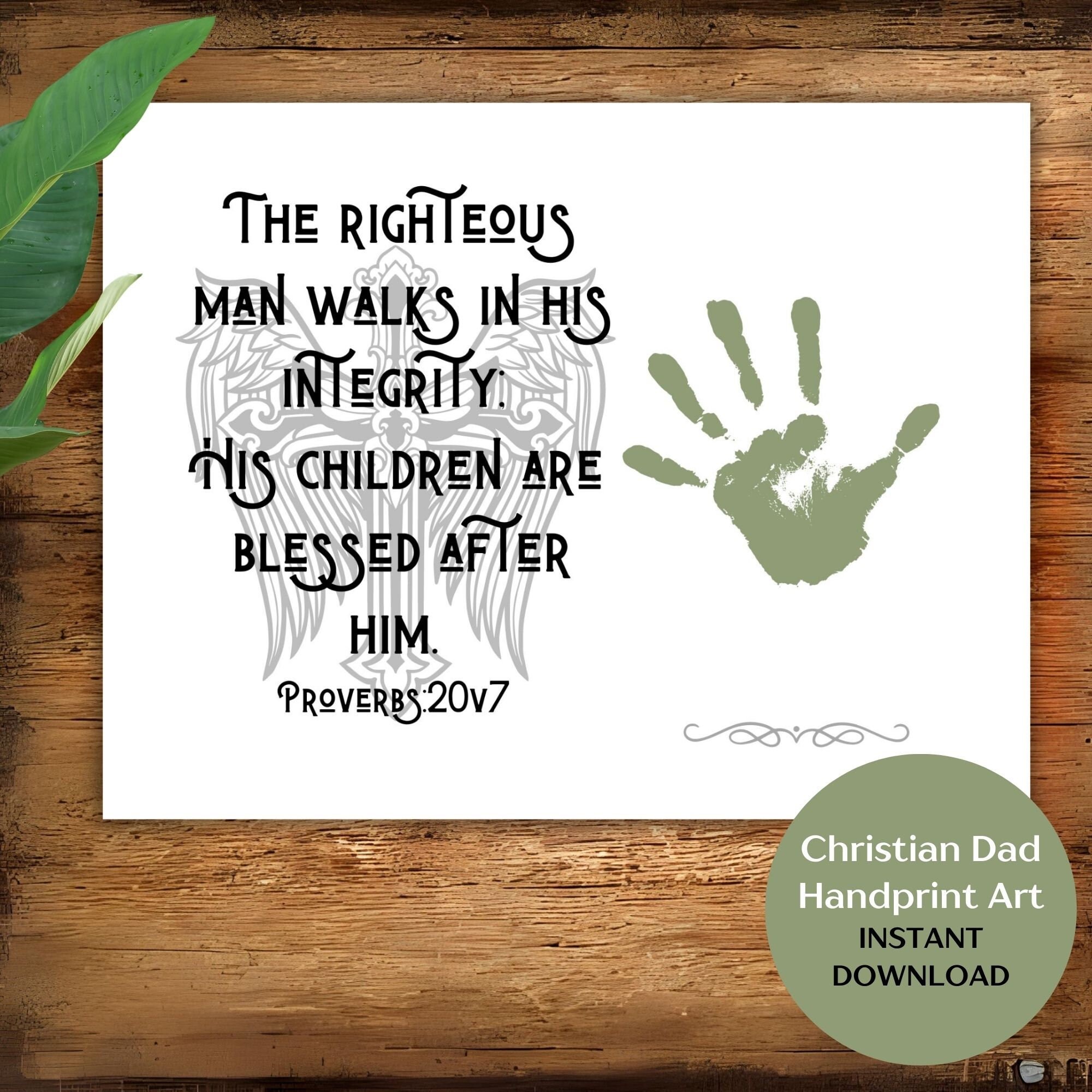 Proverbs 20 7, Christian Dad Bible Verse Gift,fathers Day Handprint ...