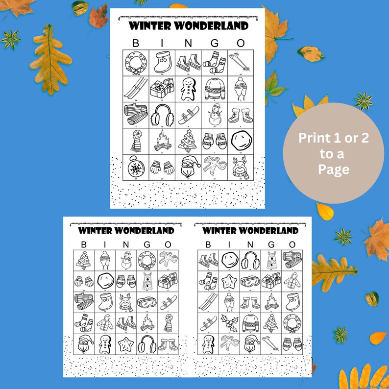 Winter Bingo X100 Christmas Bingo,printable Bingo, for Party,color In ...
