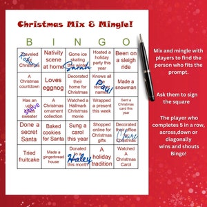 Christmas Bingo,mix and Mingle Bingo,christmas Find the Guest Bingo ...