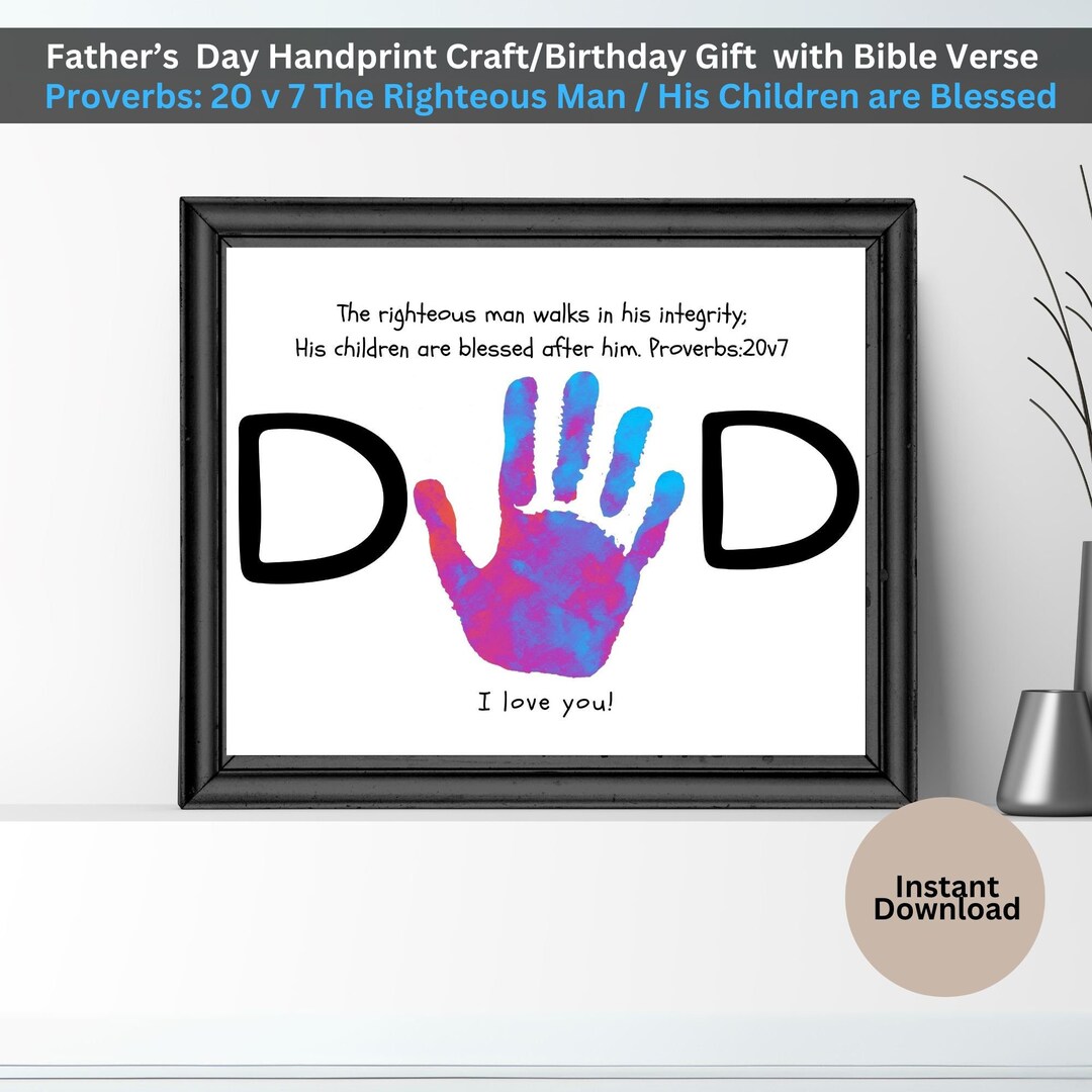 Fathers Day Handprint,craft,fathers Day Bible Verse Printable,1st ...