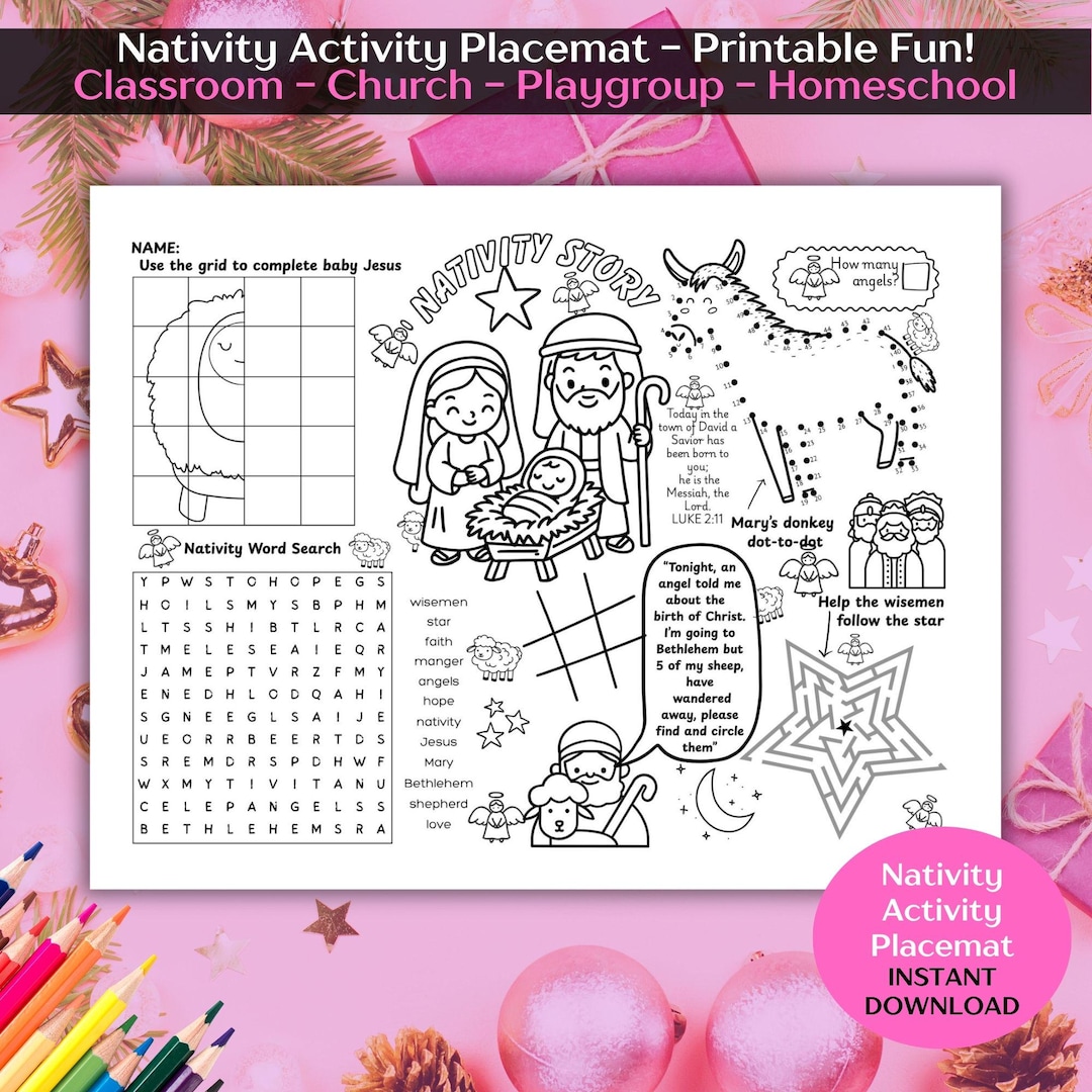 Nativity Activity Placemat Printable,christian Birth of Jesus Craft ...