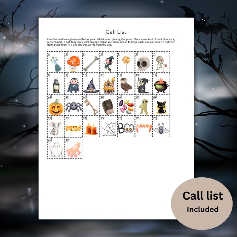 Halloween Bingo Game: 100 Unique Cards, Kids Party Activity (printable ...