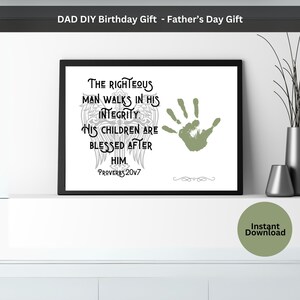 Proverbs 20 7, Christian Dad Bible Verse Gift,fathers Day Handprint ...