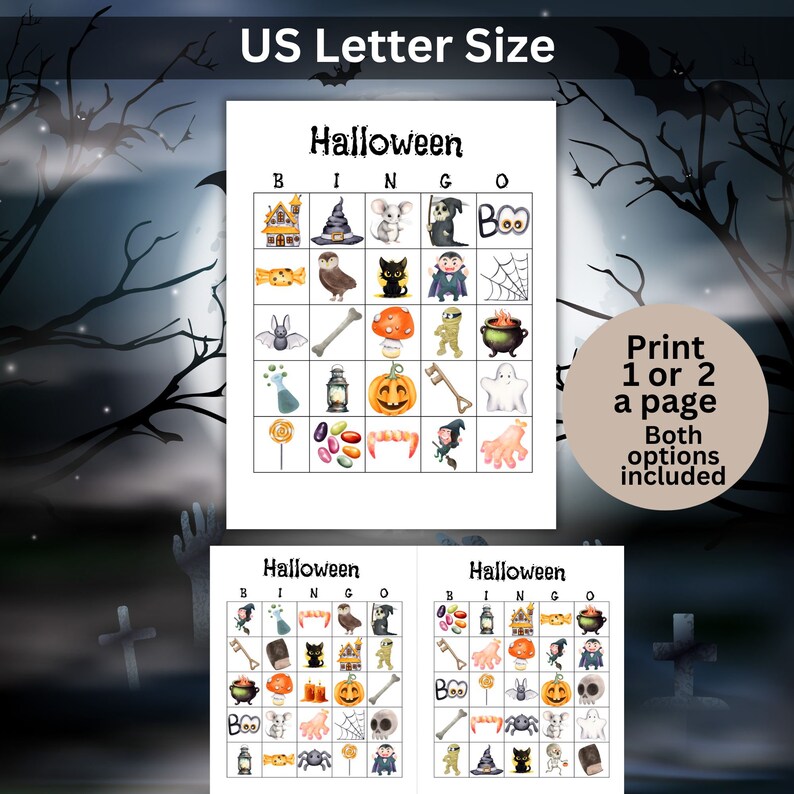 Halloween Bingo Game: 100 Unique Cards, Kids Party Activity (printable ...