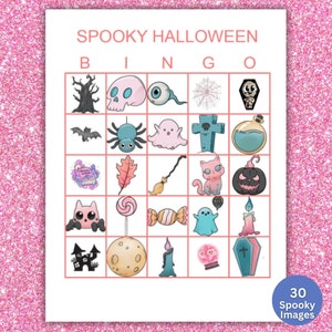 Halloween Party Bingo: Printable Party Game for Kids (PDF) Pink - Etsy