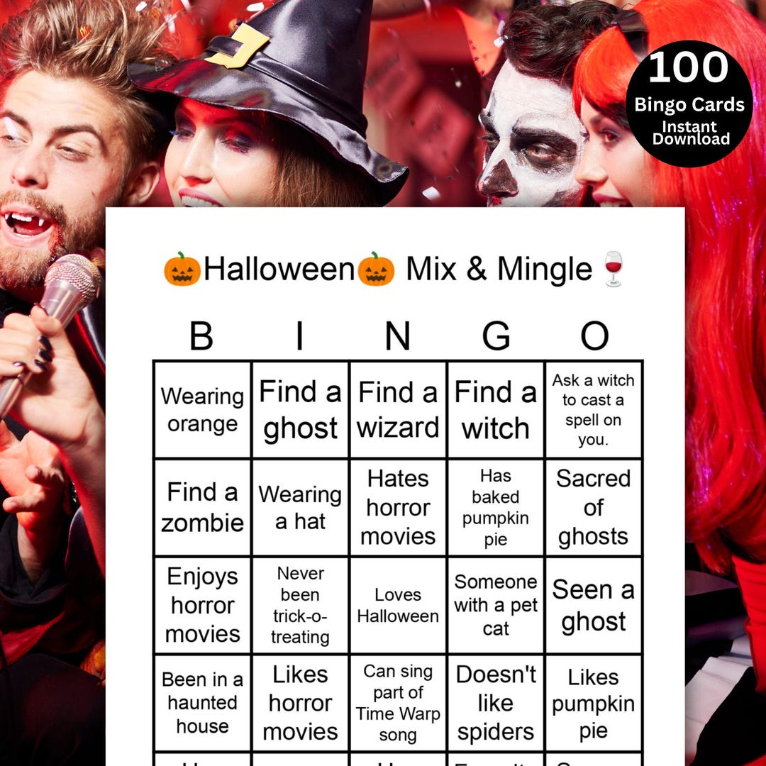 Halloween Mix and Mingle Bingo Halloween Icebreaker Games,find the ...