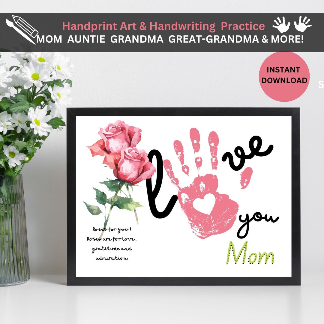Mothers Day Handprint Art,handwriting Practice,printable,gift,craft ...