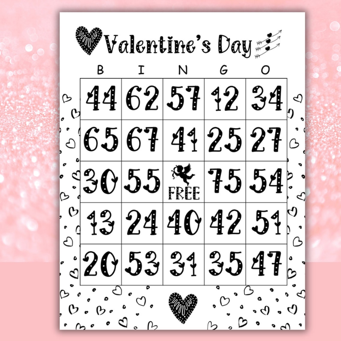 Valentine Bingo,valentines Number Bingo,valentine Game for Seniors ...