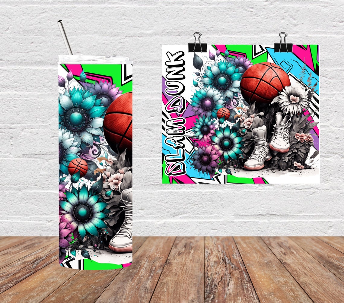 Slam Dunk Womens Basketball 20oz Tumbler Wrap, Basketball PNG, Womens ...