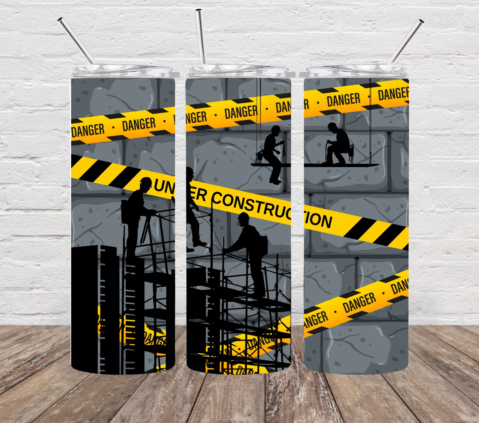 Under Construction Worksite 20oz Tumbler Wrap, Crane PNG, Tradie ...