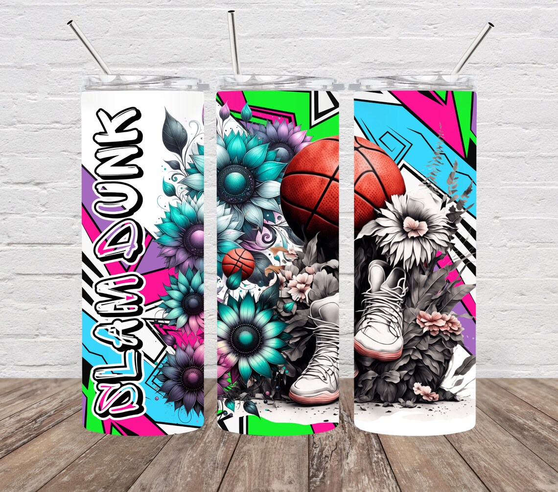 Slam Dunk Womens Basketball 20oz Tumbler Wrap, Basketball PNG, Womens ...