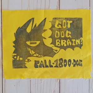 Dog Brain Punk Coyote Diy Linocut Furry Patch - Etsy