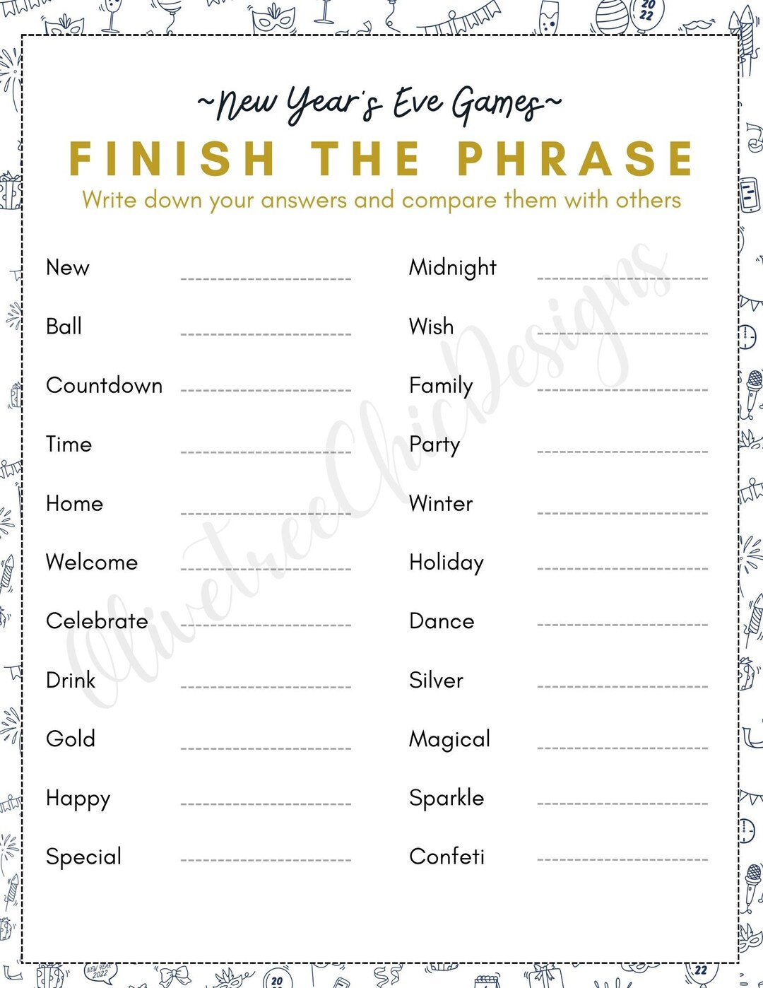 New Year Eve Games - Etsy