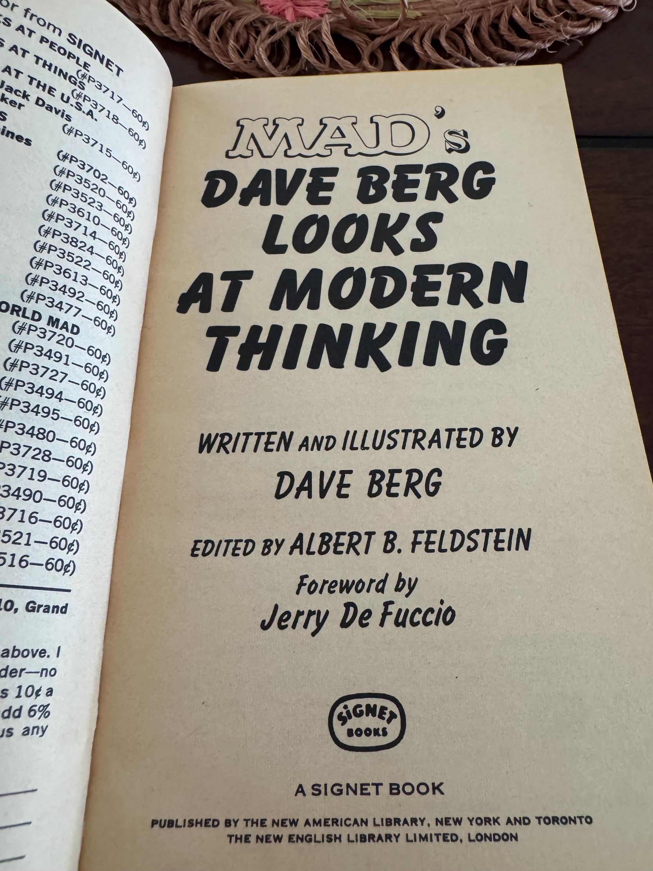 VINTAGE MAD’S Dave Berg Looks at Modern Thinking 1969 1st Printing - Etsy