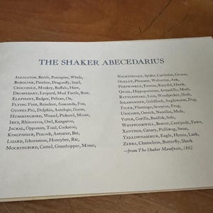 VINTAGE A Peaceable Kingdom the Shaker Abecadarius - Etsy