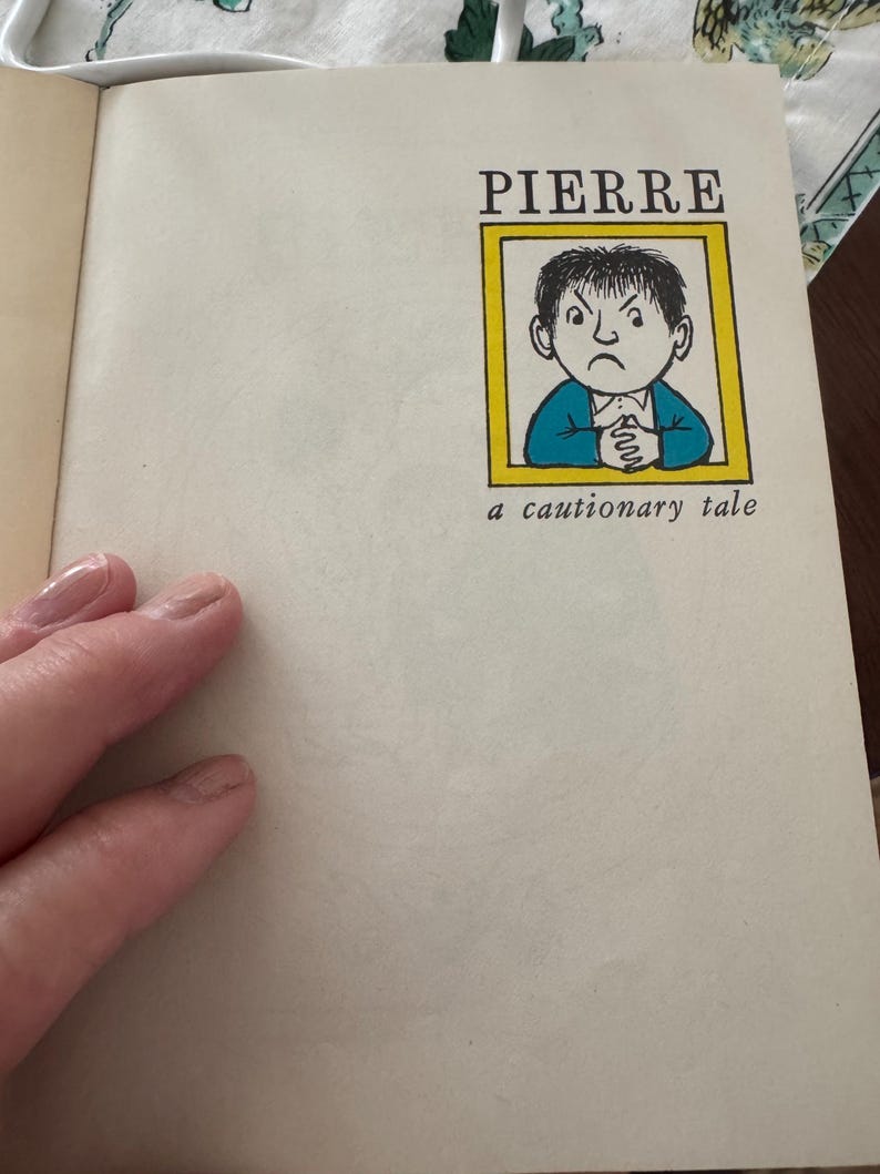 VINTAGE Pierre a Cautionary Tale- in 5 Chapters and a Prologue by Maurice Sendak 1962 - Etsy