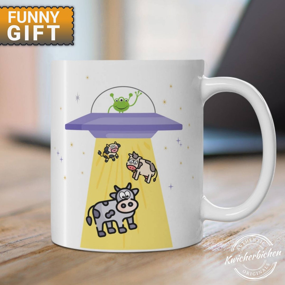 The Funny Alien UFO Cows Abduction Coffee Mug 11 0z, Alien Abduction ...