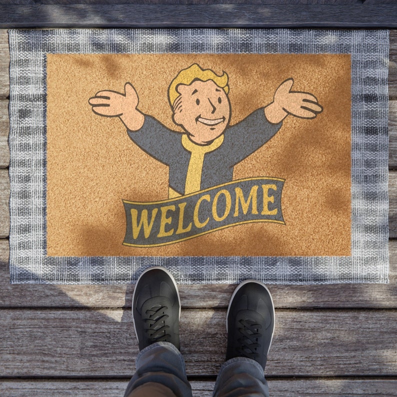 Fallout Inspired Vault Boy Welcome Doormat, Fallout Cosplay Gamer Prop ...