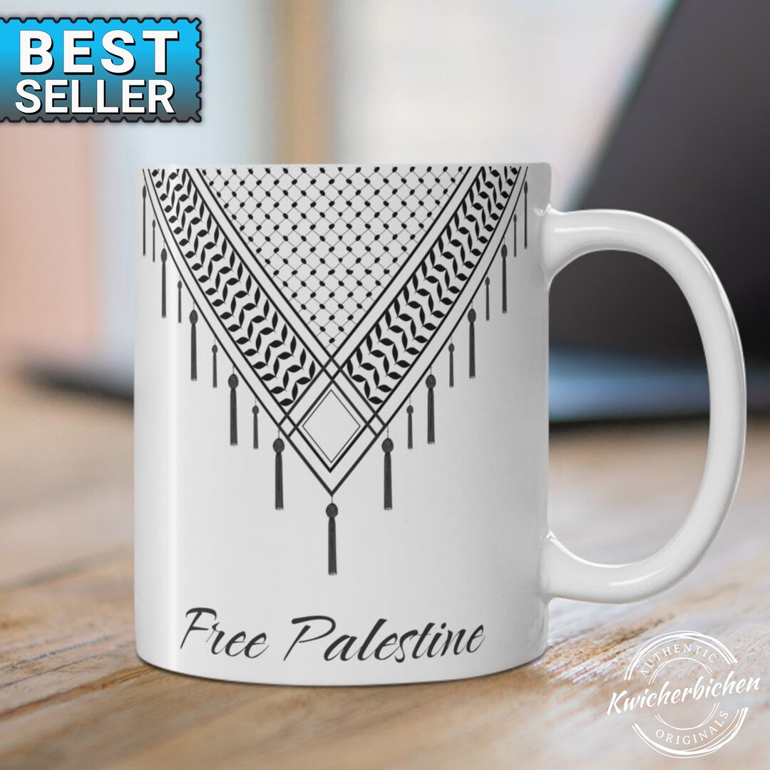 Free Palestine Kufiya Keffiyeh Kaffiyeh or Hatta Accent Coffee Mug ...