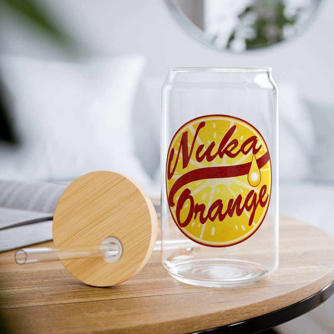 Nuka Orange Vault Tec Iced Coffee Cup Glass Tumbler 16 Oz, Fallout ...