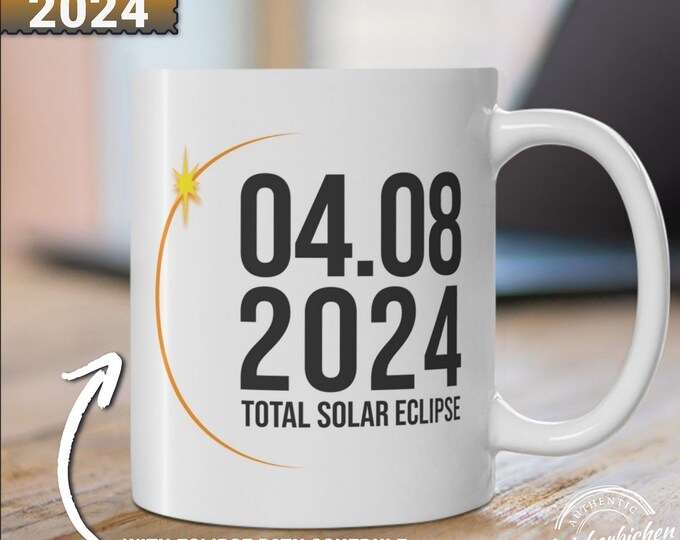 2024 Total Solar Eclipse Black Mug, Commemorative Solar Event Cup ...