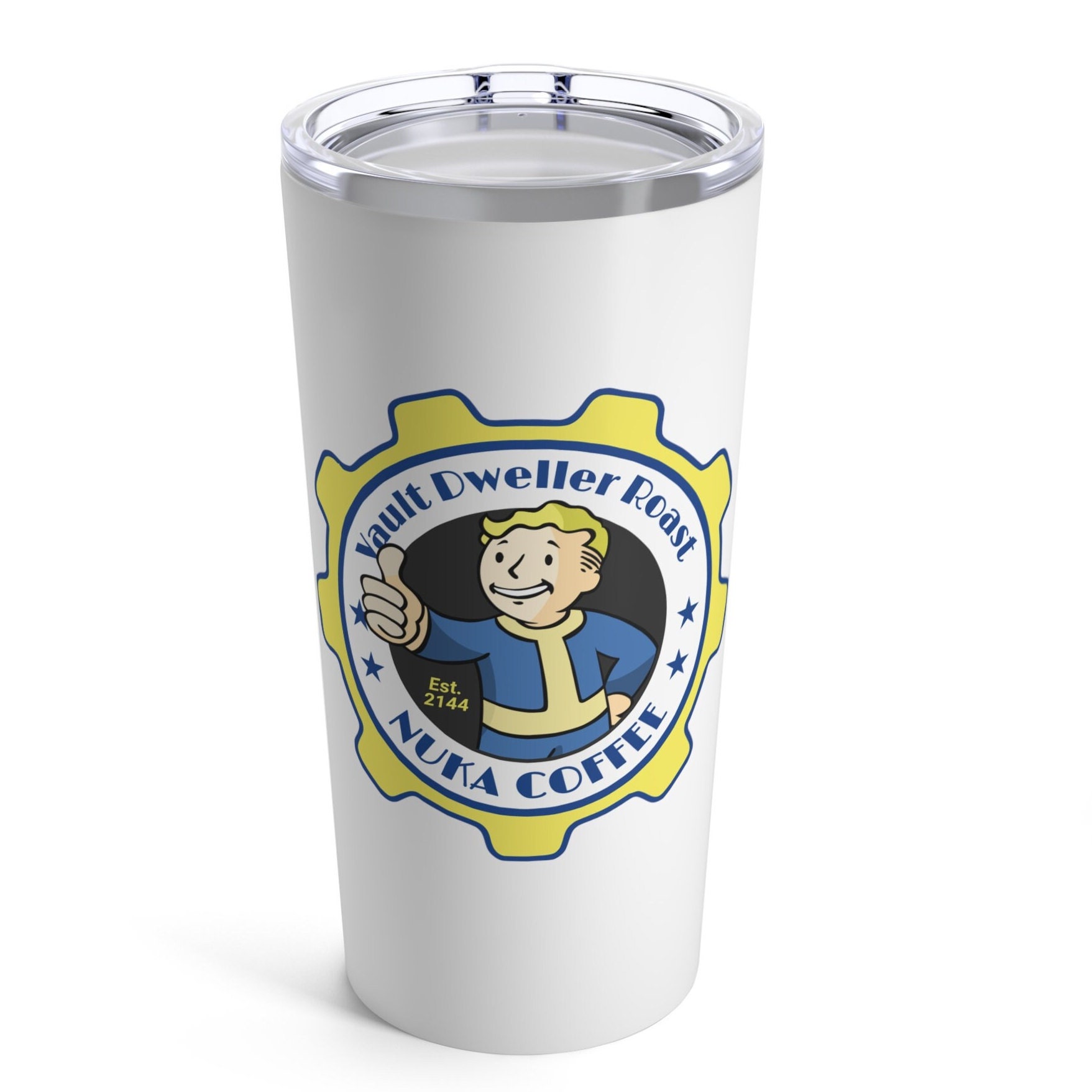 Nuka Coffee Vault Tec Tumbler 20 Oz, Fallout Inspired Style Parody Cup ...