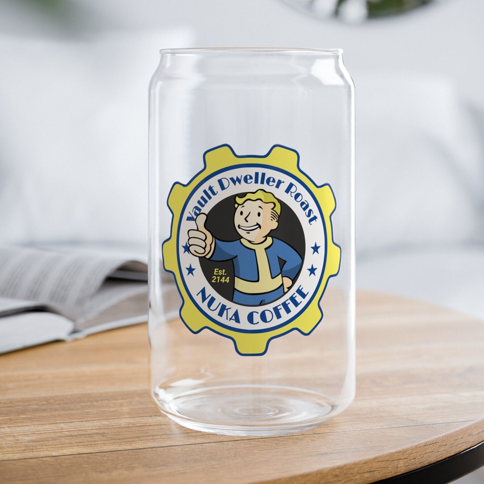 Nuka Coffee Vault Tec Iced Coffee Cup Glass Tumbler 16 Oz, Fallout ...