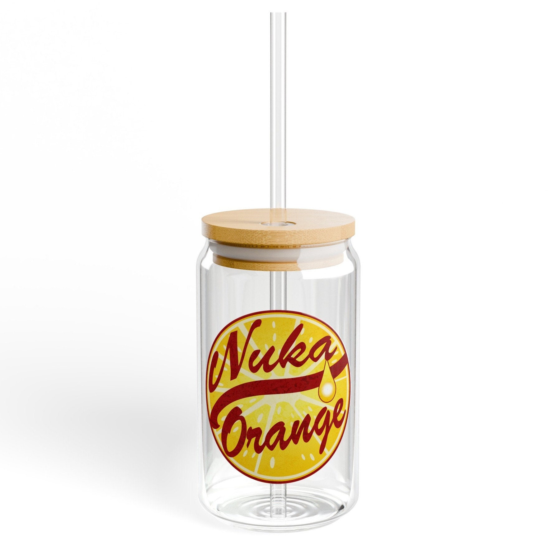 Nuka Orange Vault Tec Iced Coffee Cup Glass Tumbler 16 Oz, Fallout ...
