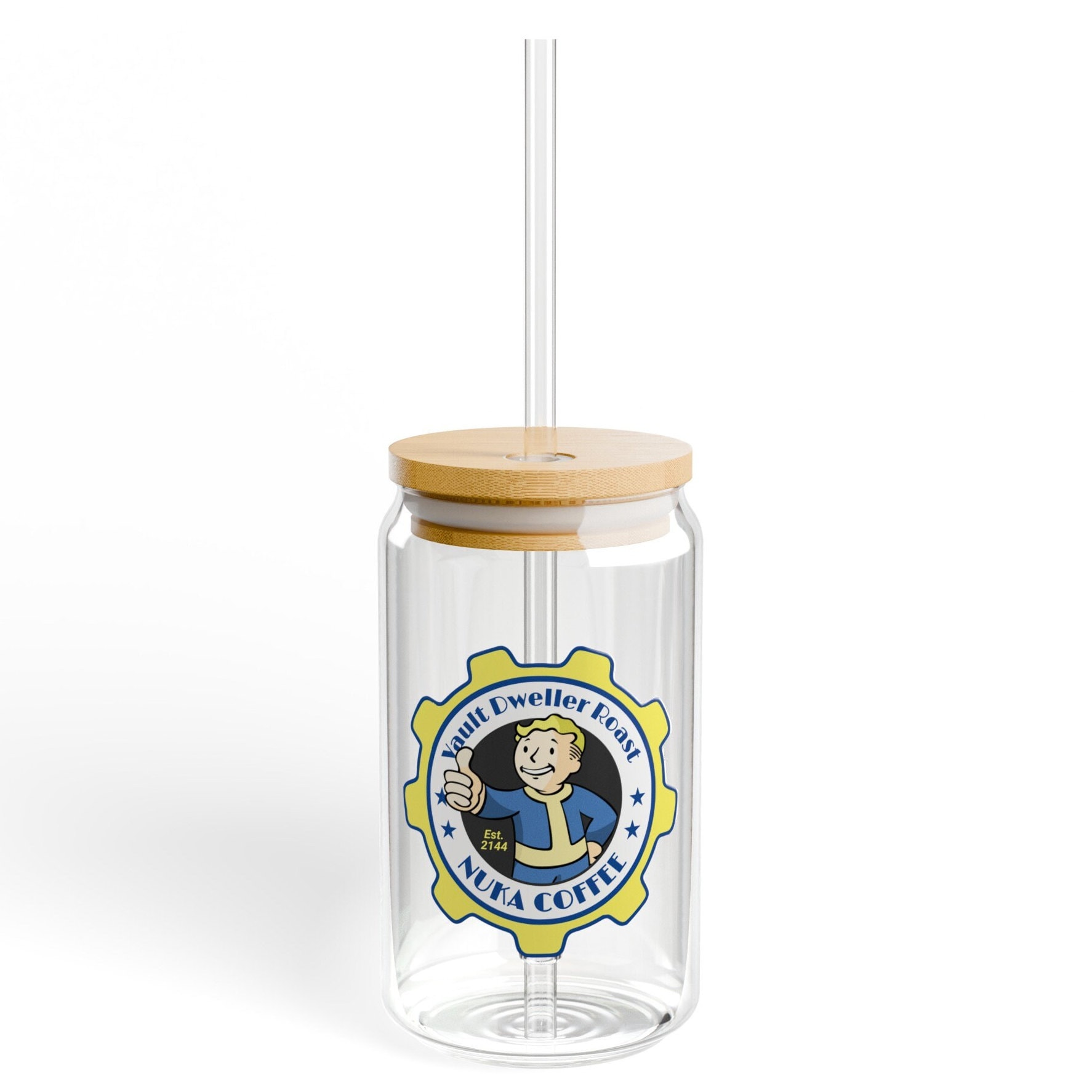 Nuka Coffee Vault Tec Iced Coffee Cup Glass Tumbler 16 Oz, Fallout ...