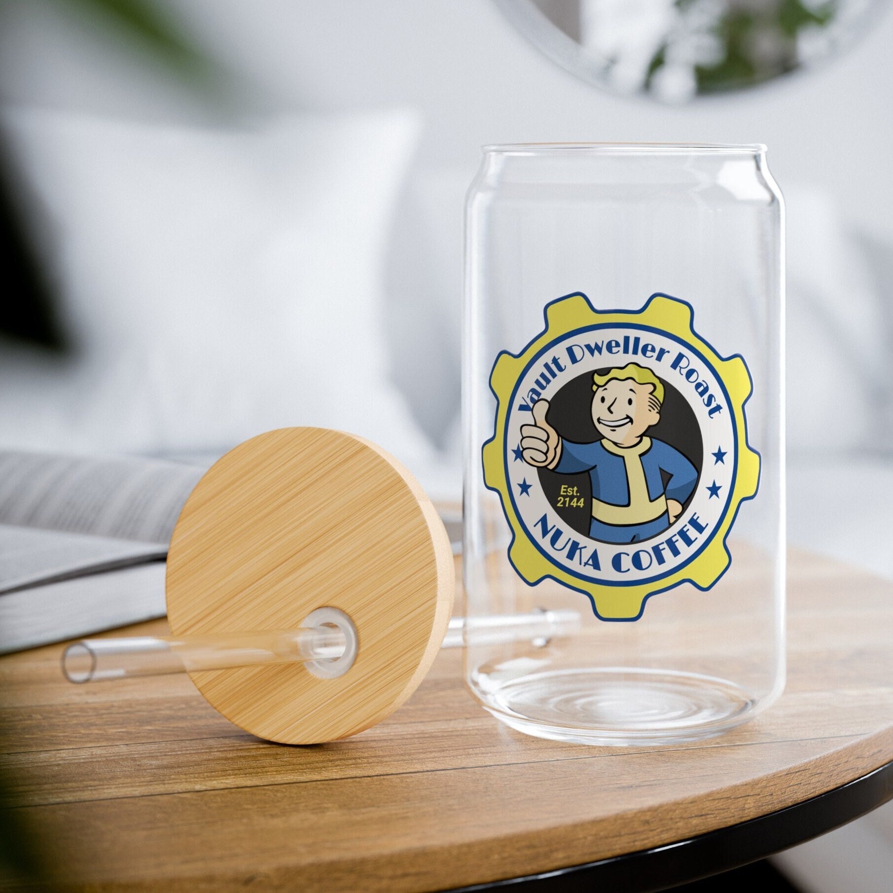 Nuka Coffee Vault Tec Iced Coffee Cup Glass Tumbler 16 Oz, Fallout ...