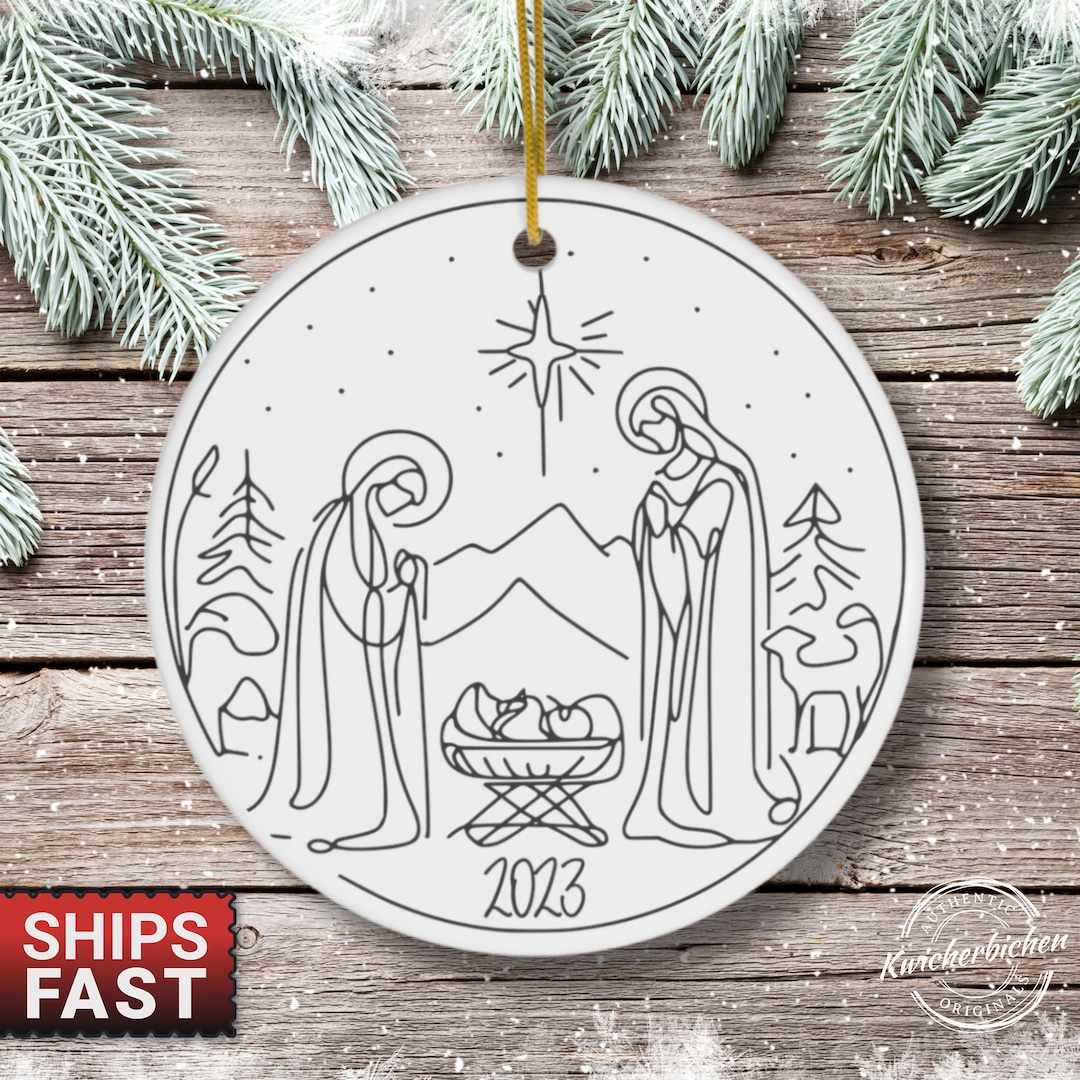 Nativity Christmas Ornament, Baby Jesus Christian Ornament Christmas ...