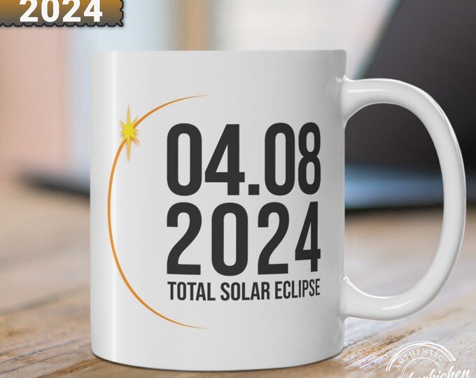 2024 Total Solar Eclipse Black Mug, Commemorative Solar Event Cup ...